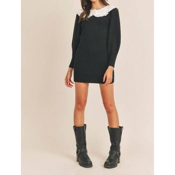 Lush | Dresses | New Lush Annalise Bib Collar Sweater Dress In Black ...